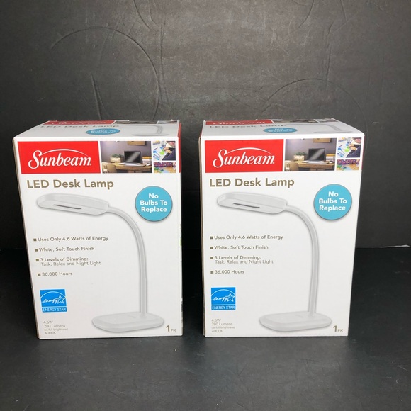 Sunbeam | Other | 2 White Sunbeam Led Dimming Desk Lamps Nib | Poshmark